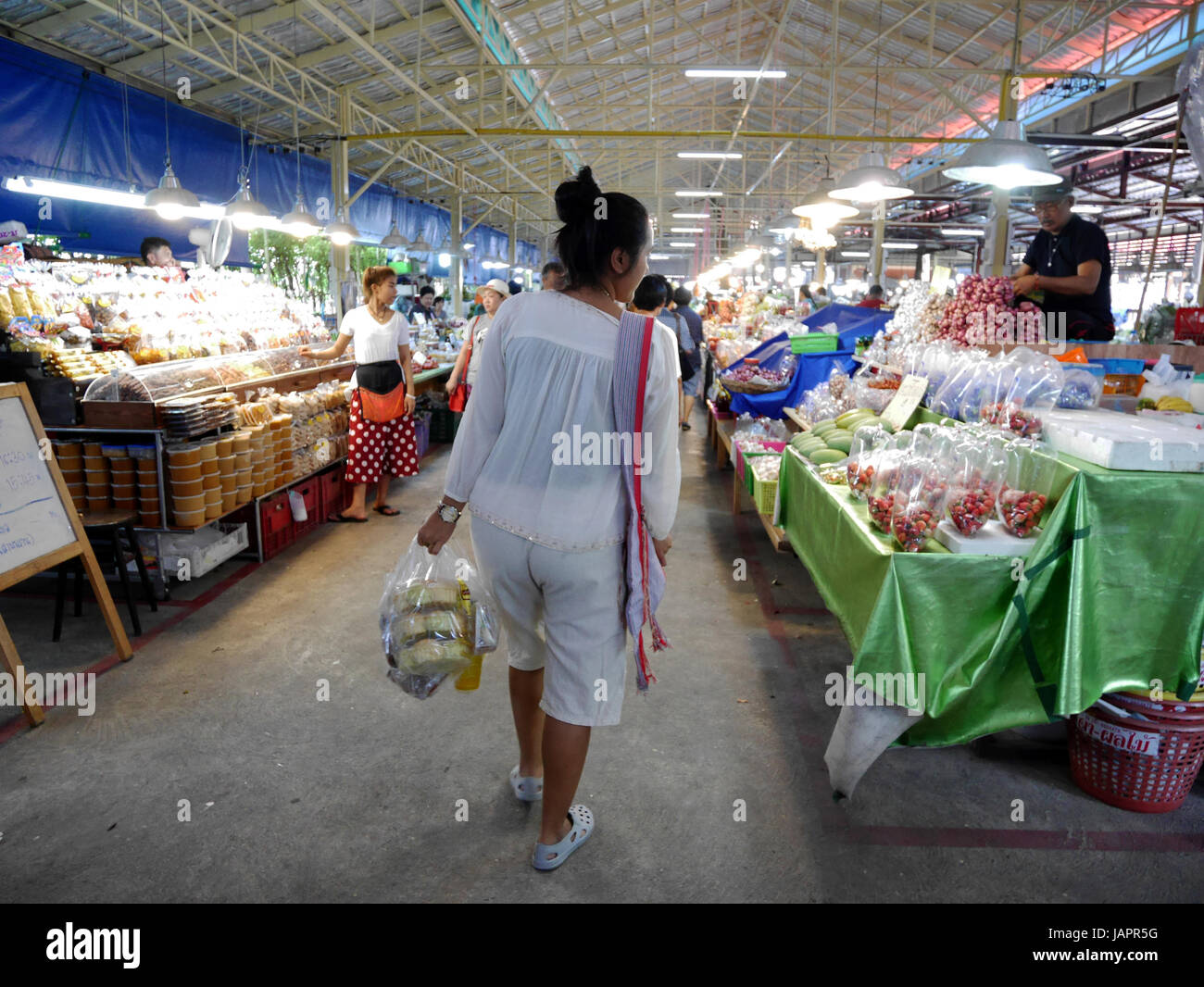 Asian thai women and people travel and shopping product and food from ...