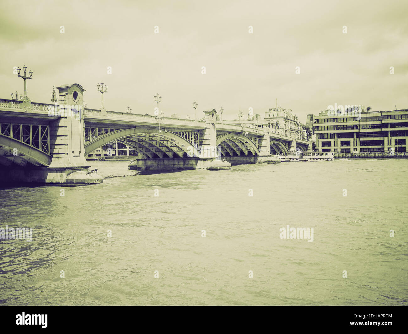 Retro sepia Panoramic view of River Thames London UK Stock Photo - Alamy