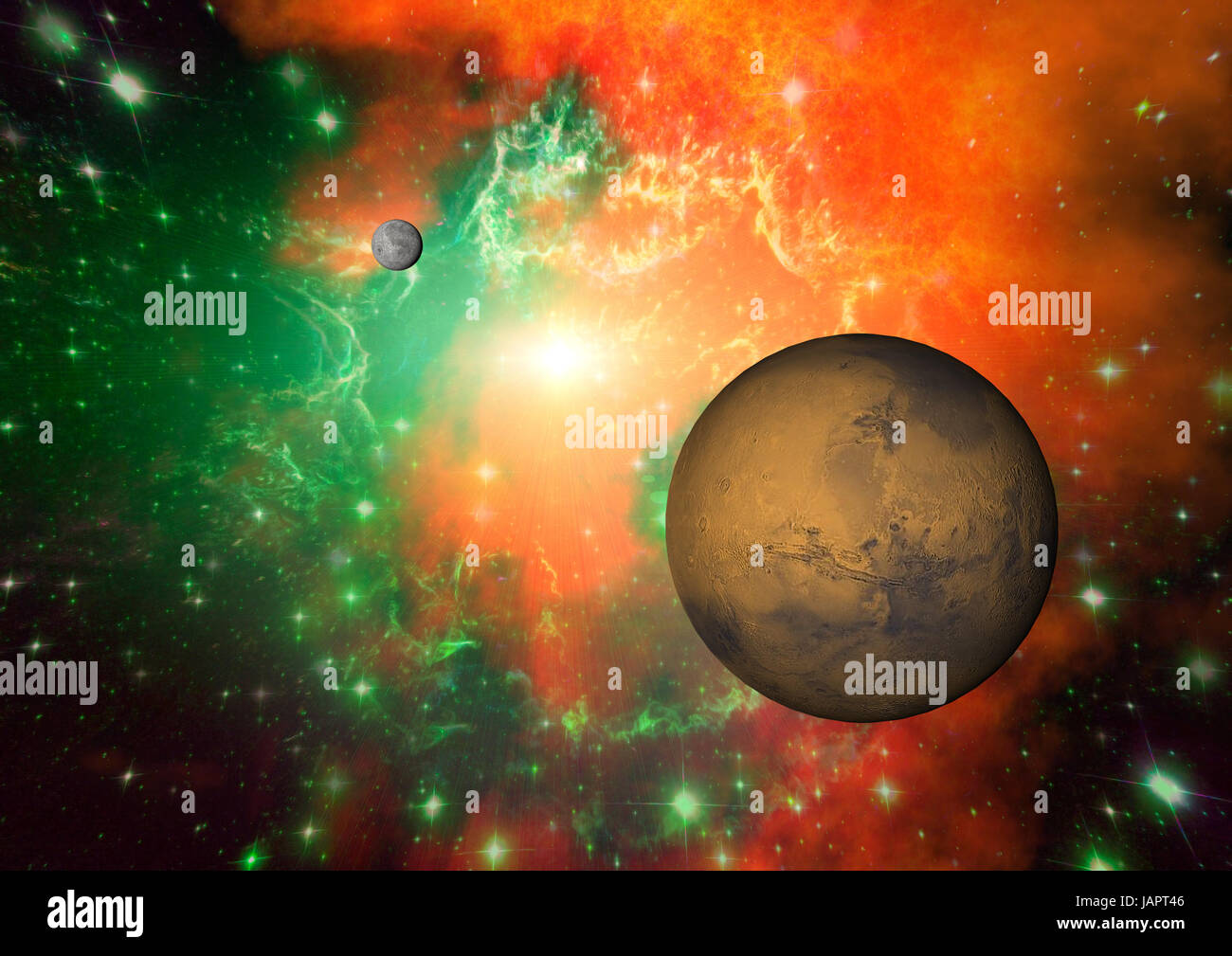 Far-out planets in a space against stars. "Elements of this image ...