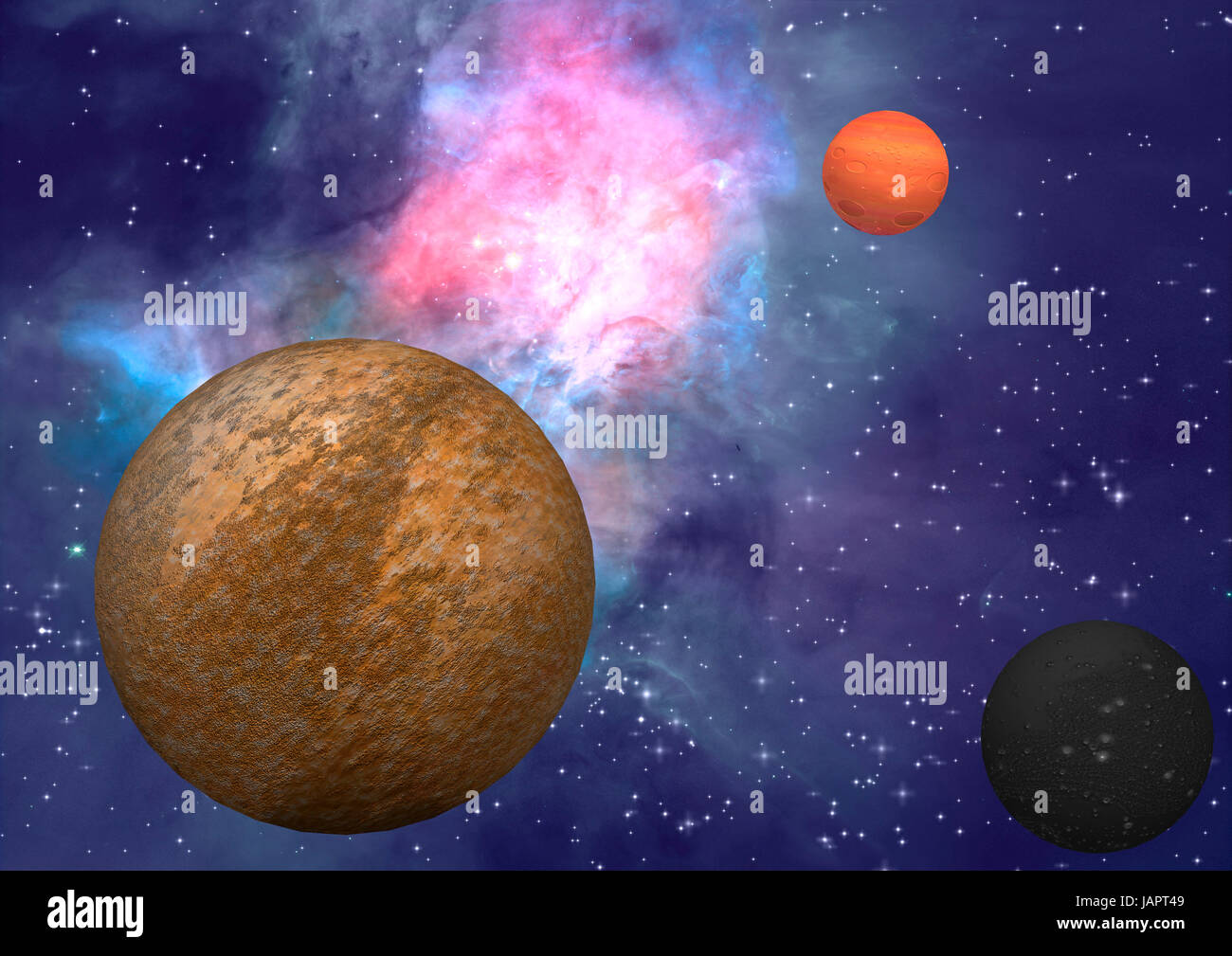 far-out planets in a space against stars Stock Photo - Alamy