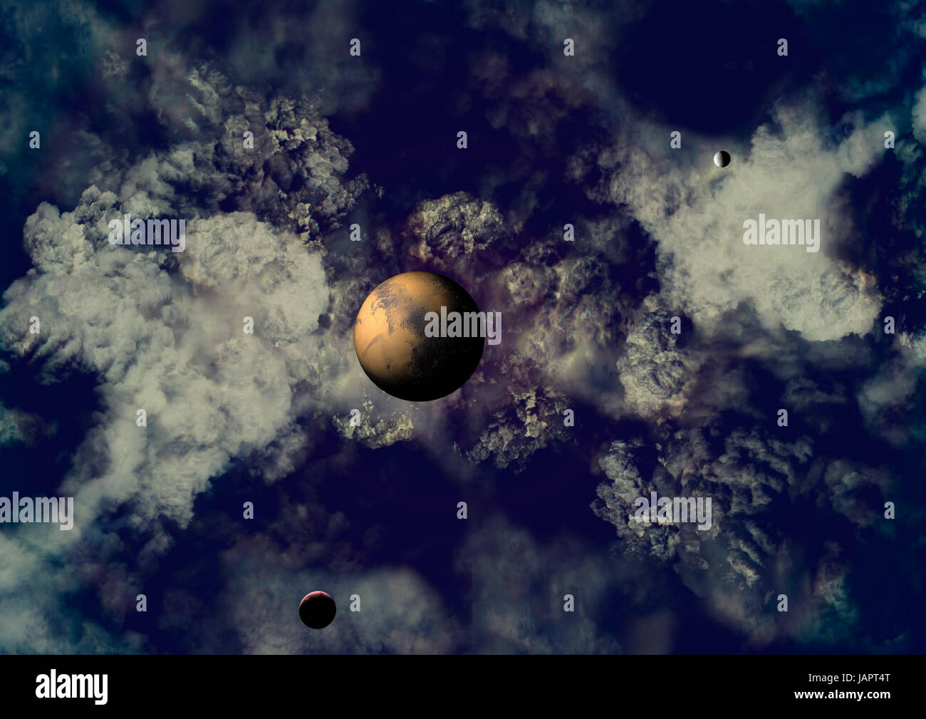Far-out planets in a space against stars. "Elements of this image ...