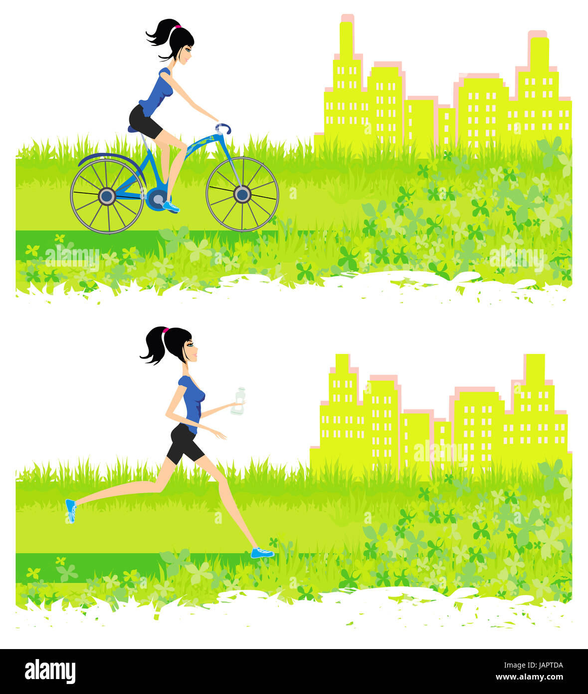 running and cycling girl Stock Photo - Alamy