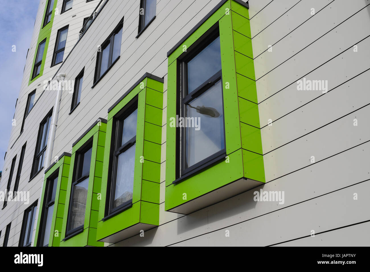 Striking green and white cladding on Southampton city building Stock ...