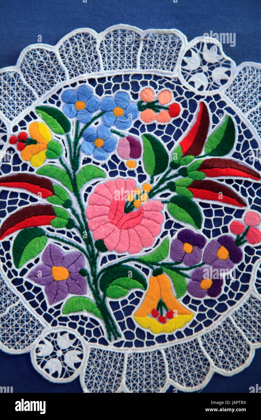 Hungary, Budapest, Central Market Hall, embroidery, handicraft Stock ...