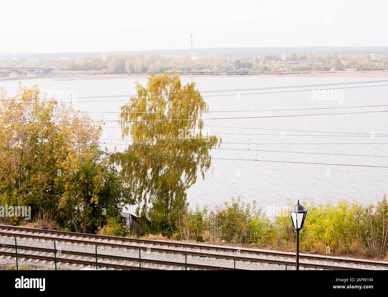 Perm, Russia - September 28,2016: Autumn landscape on the river Kama ...