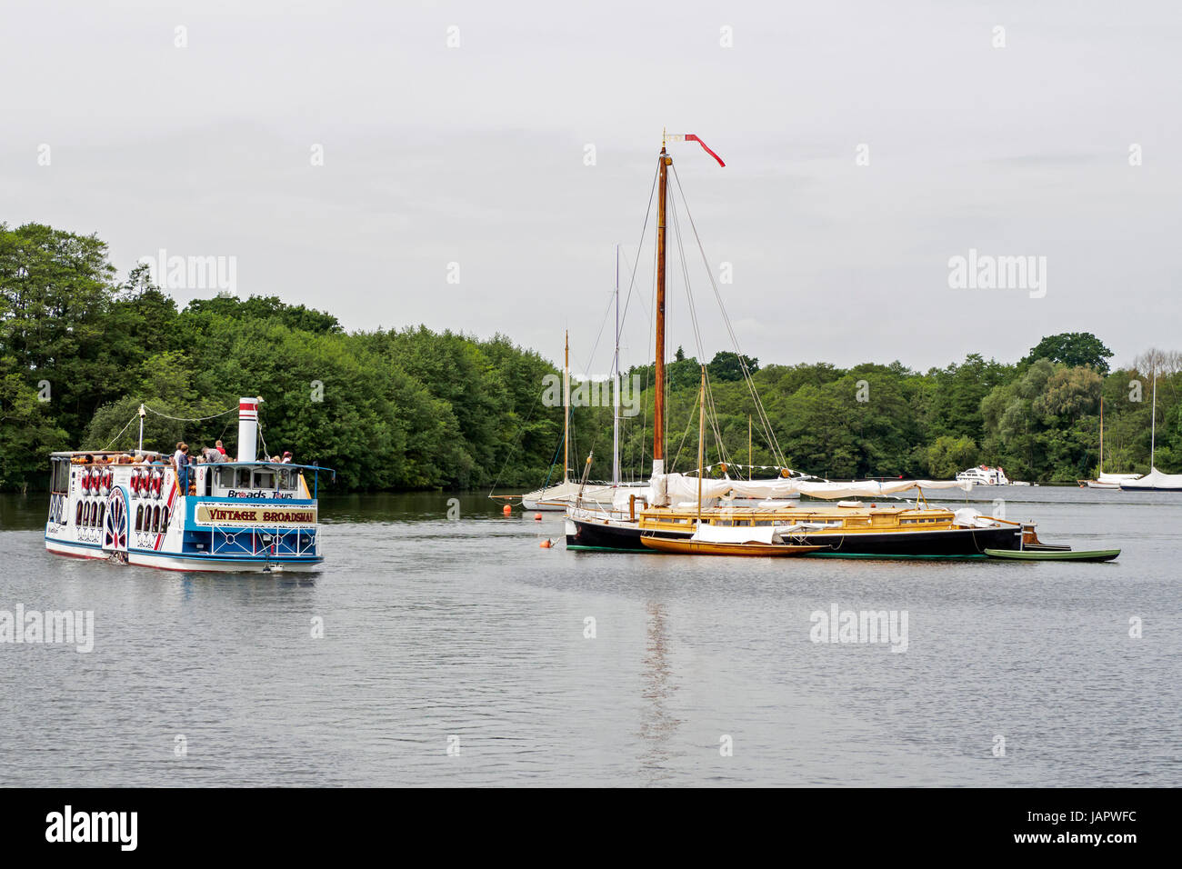 The Norfolk wherry 'Solace', now converted to a luxury yacht and moored ...