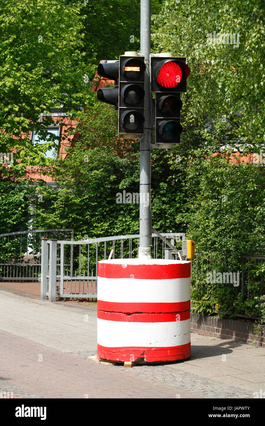 on red switched traffic light, building site traffic light Stock Photo ...