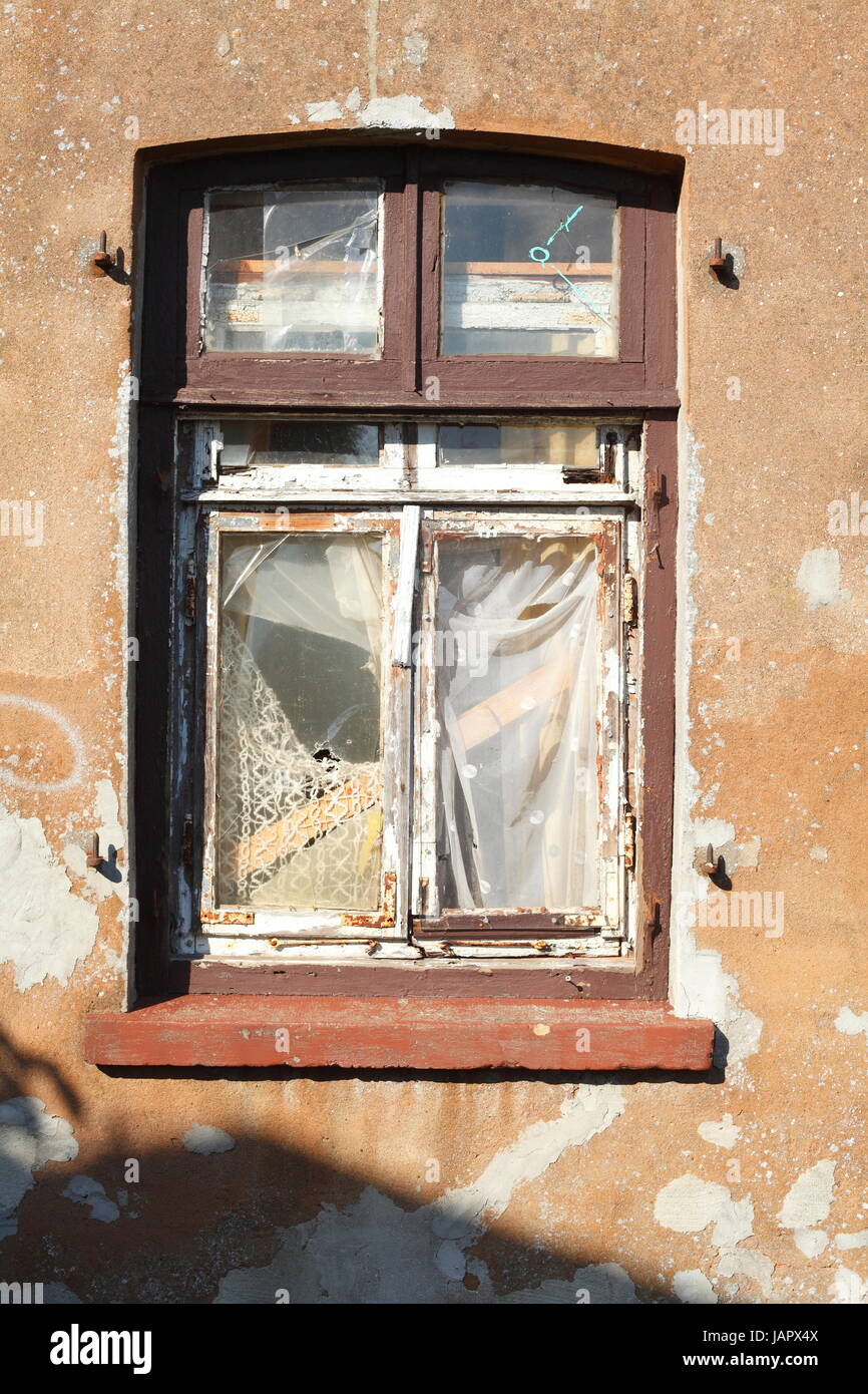 Old Window with Broken glass Stock Photo - Alamy
