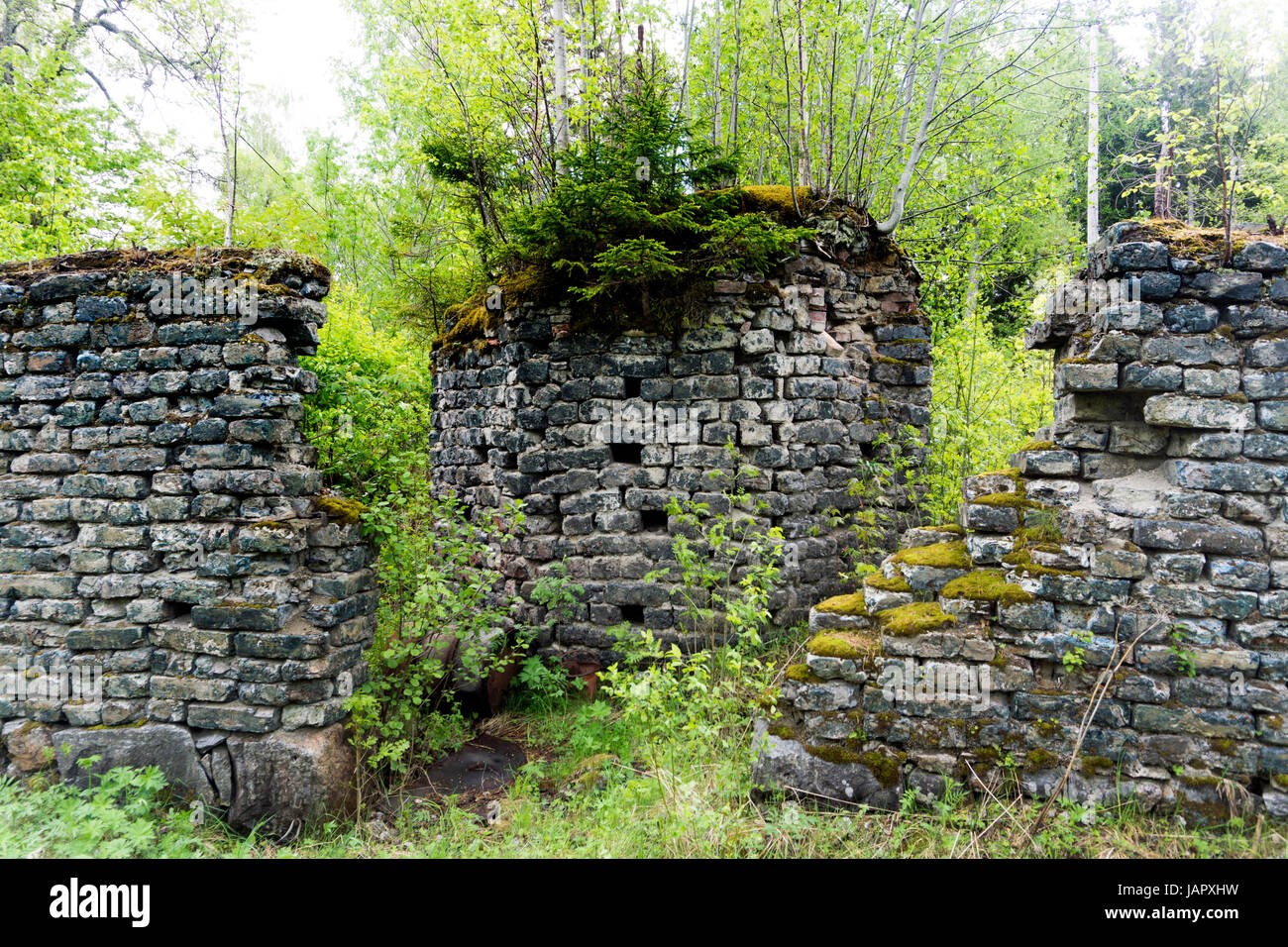 Wall built from bricks made of slag from the ironmaking process ...