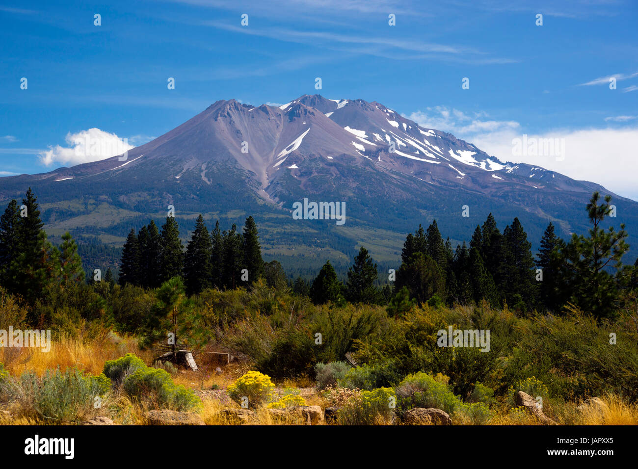 Looking east at Mount Shasta in Northern California Stock Photo - Alamy