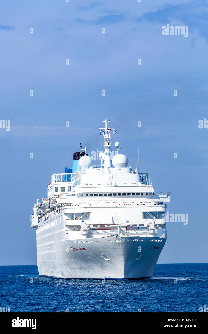 The Thomson Dream Cruise Ship Departing Rhodes Harbour, Rhodes, Greece ...