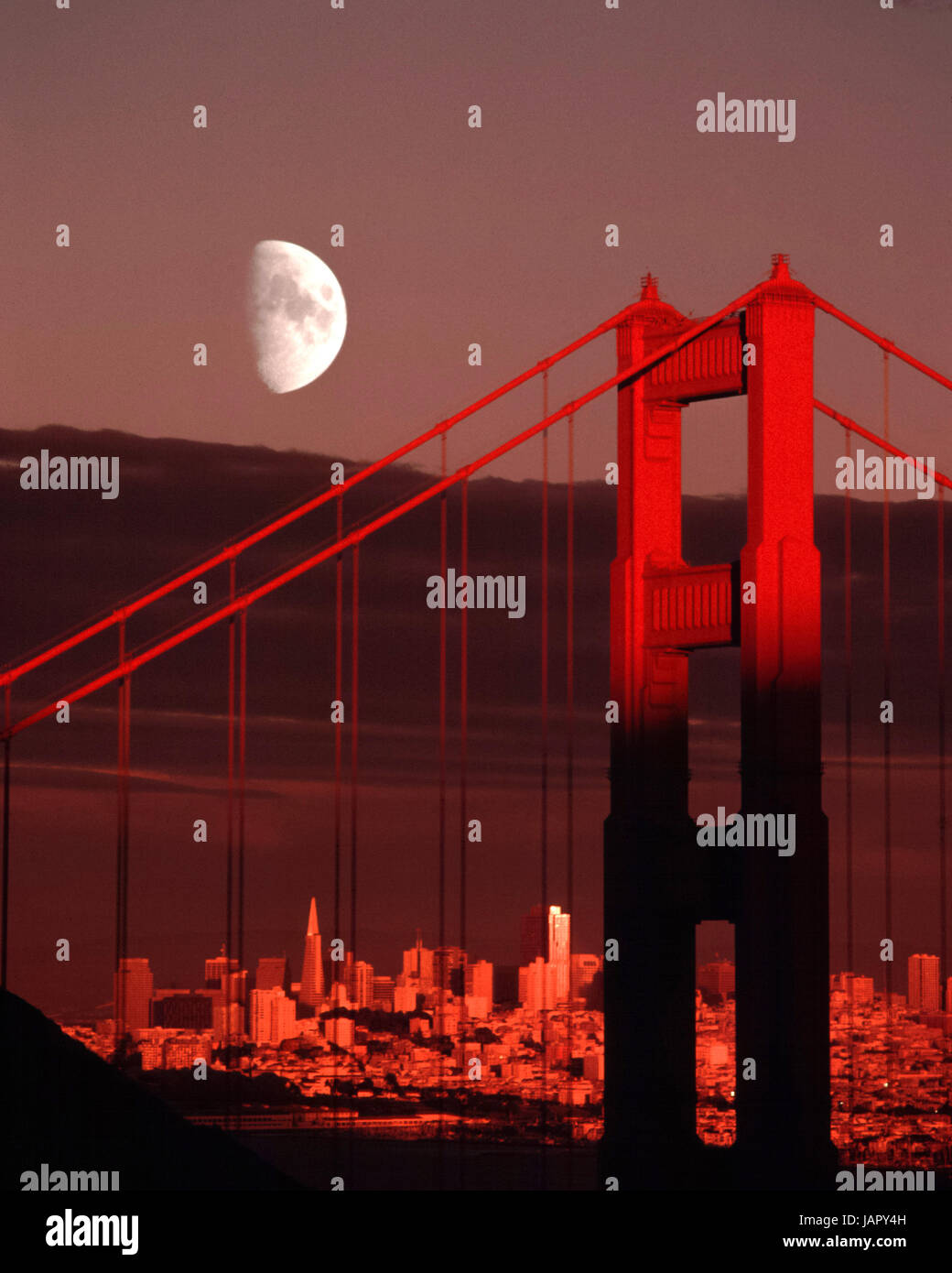 A dramatic moon over San Francisco California Stock Photo - Alamy