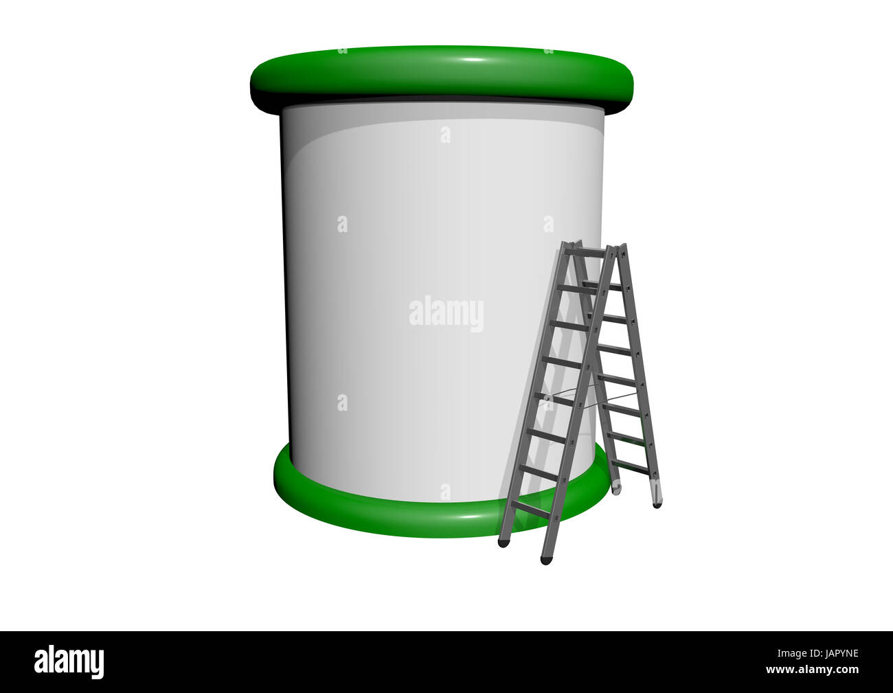 a advertising column with a ladder before Stock Photo - Alamy