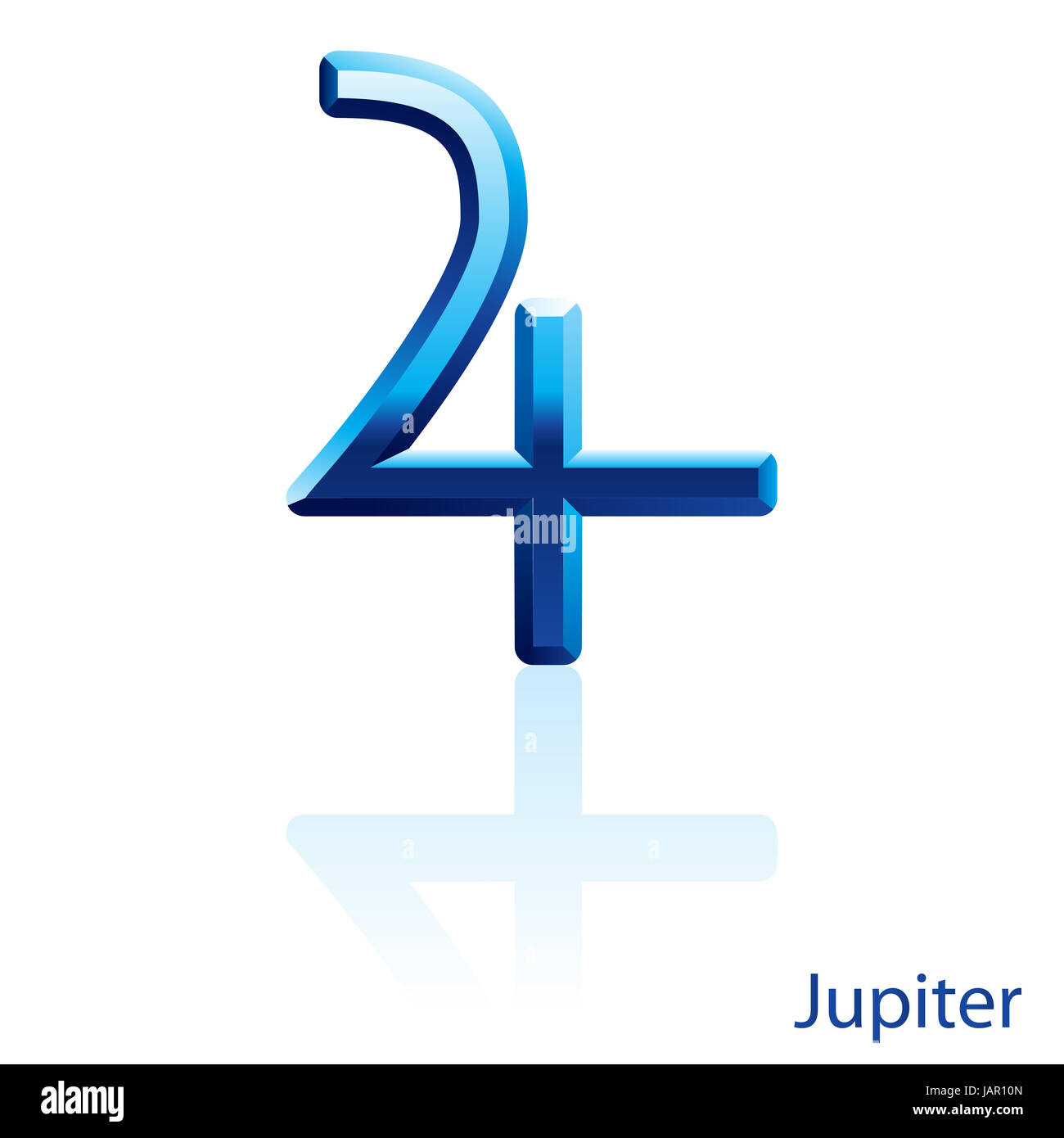 Shiny blue Jupiter sign on white background Stock Photo - Alamy