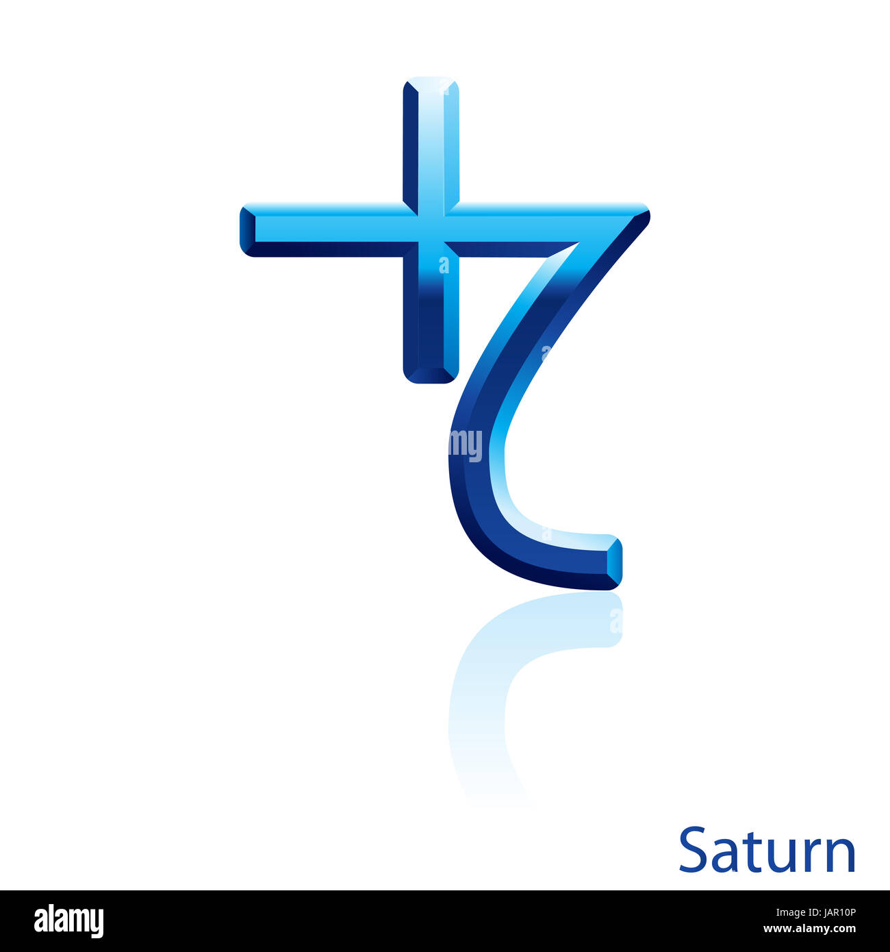 Shiny blue Saturn sign on white background Stock Photo - Alamy