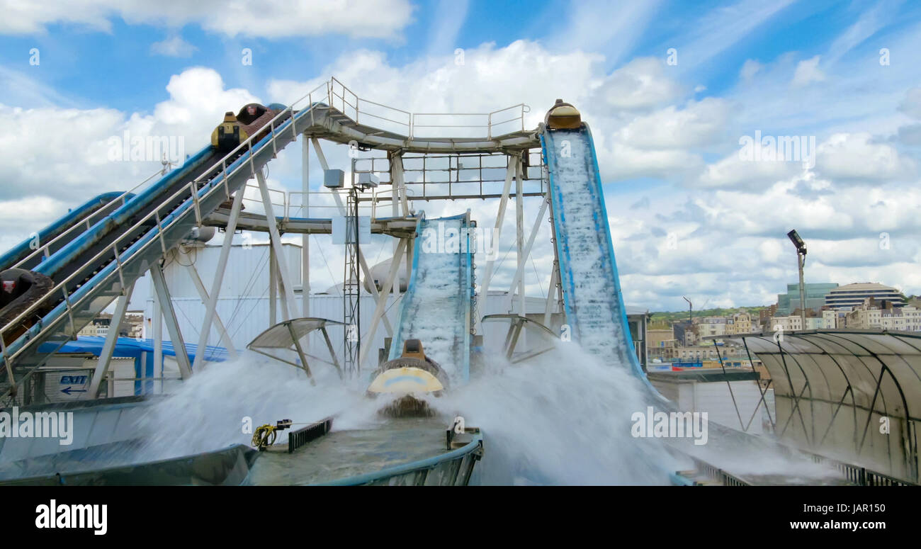 View of a water rollercoaster in a fun fair Stock Photo - Alamy