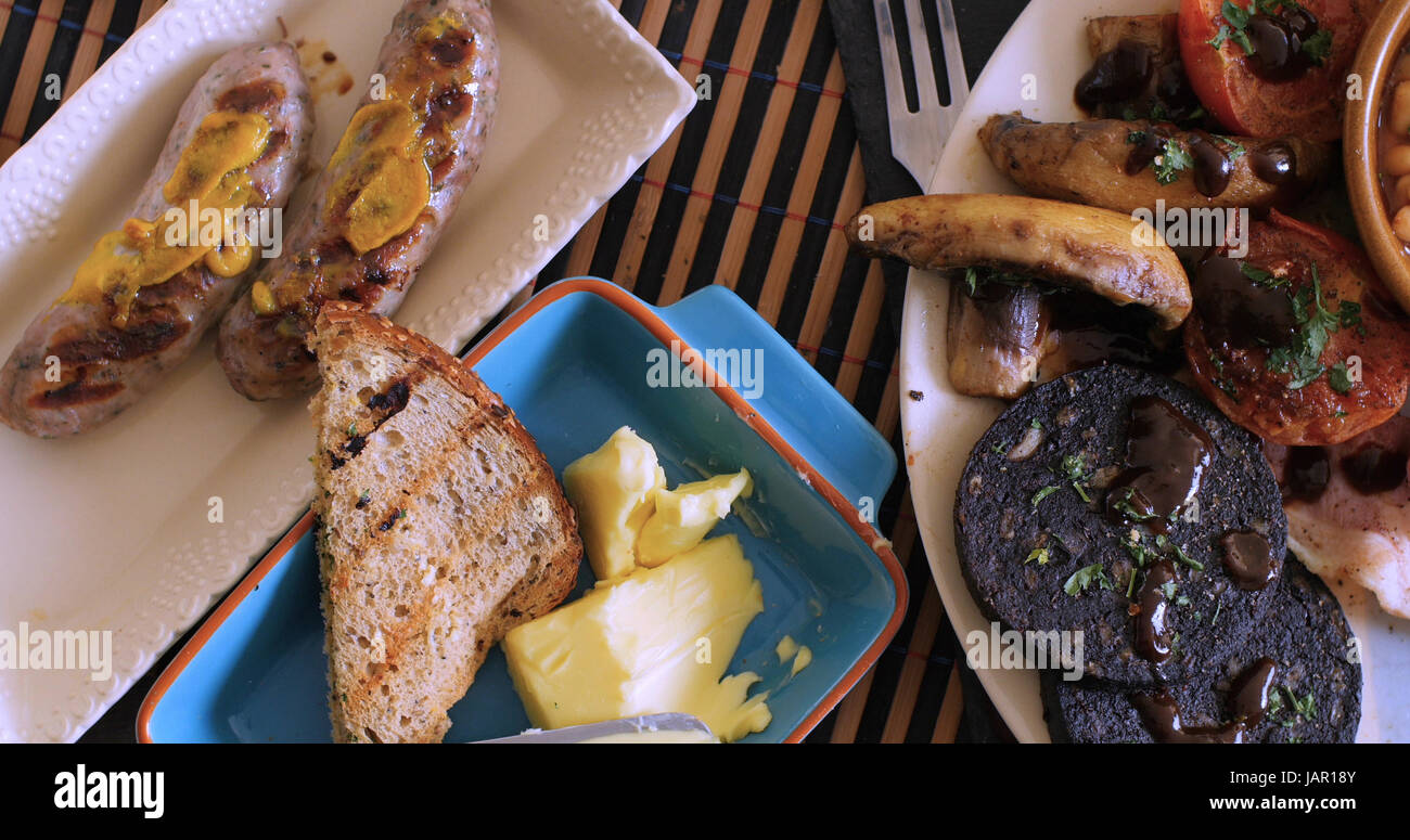 Extreme close up view of a full cooked English breakfast Stock Photo ...