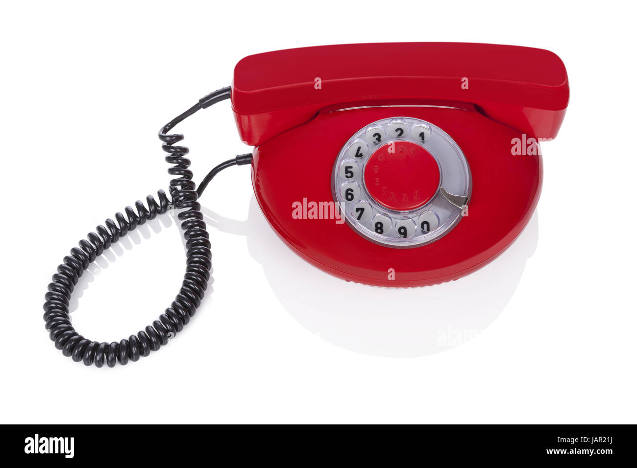 Red retro phone isolated on white background. Retro objects from the ...