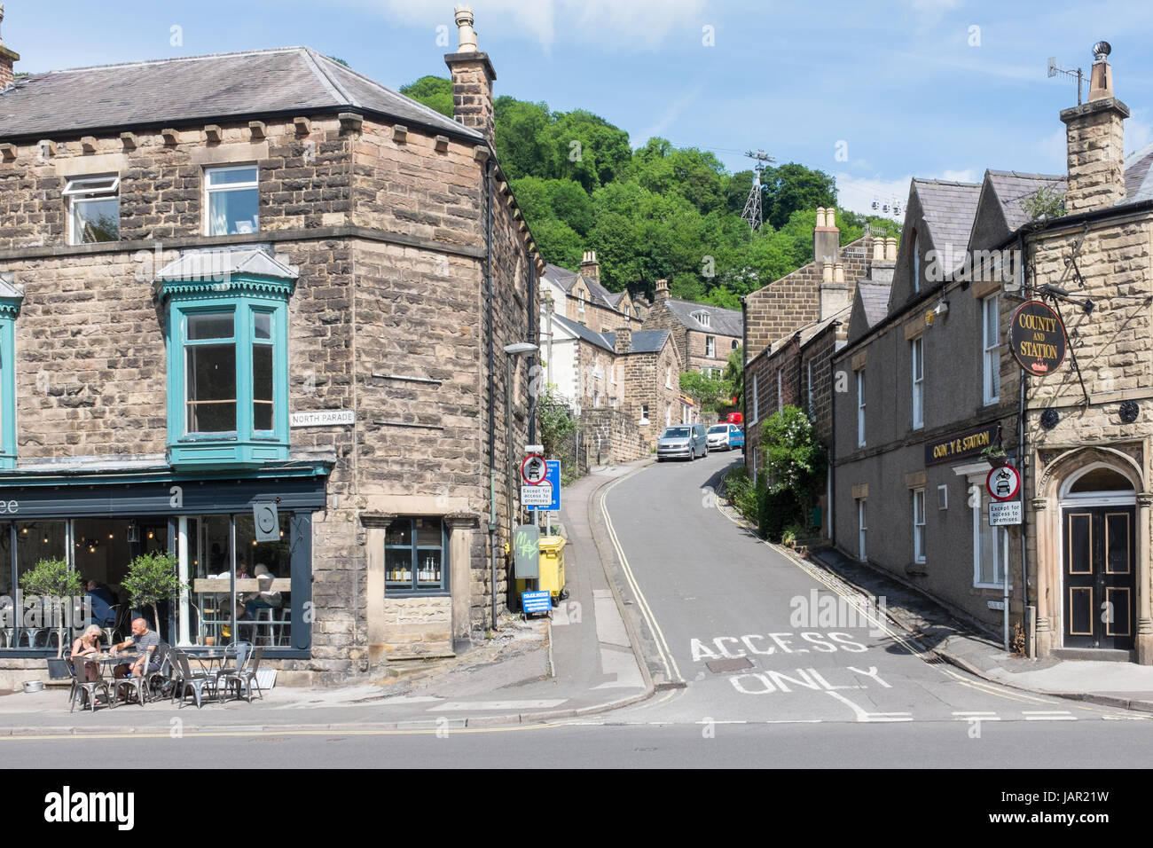 Corner cafe on North Parade in Matlock Bath in Derbyshire Stock Photo ...