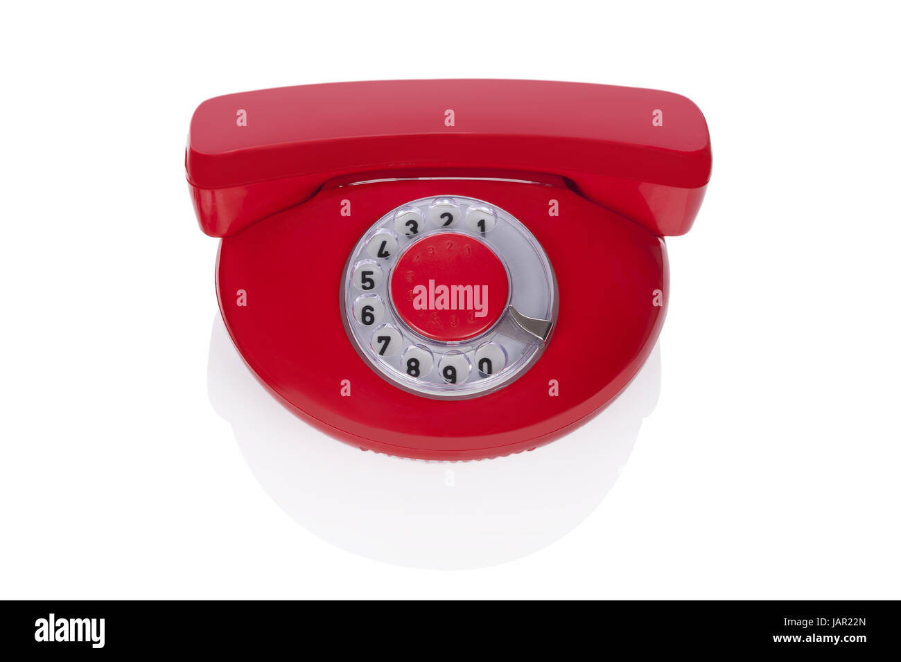 Red retro phone isolated on white background. Retro design from the ...