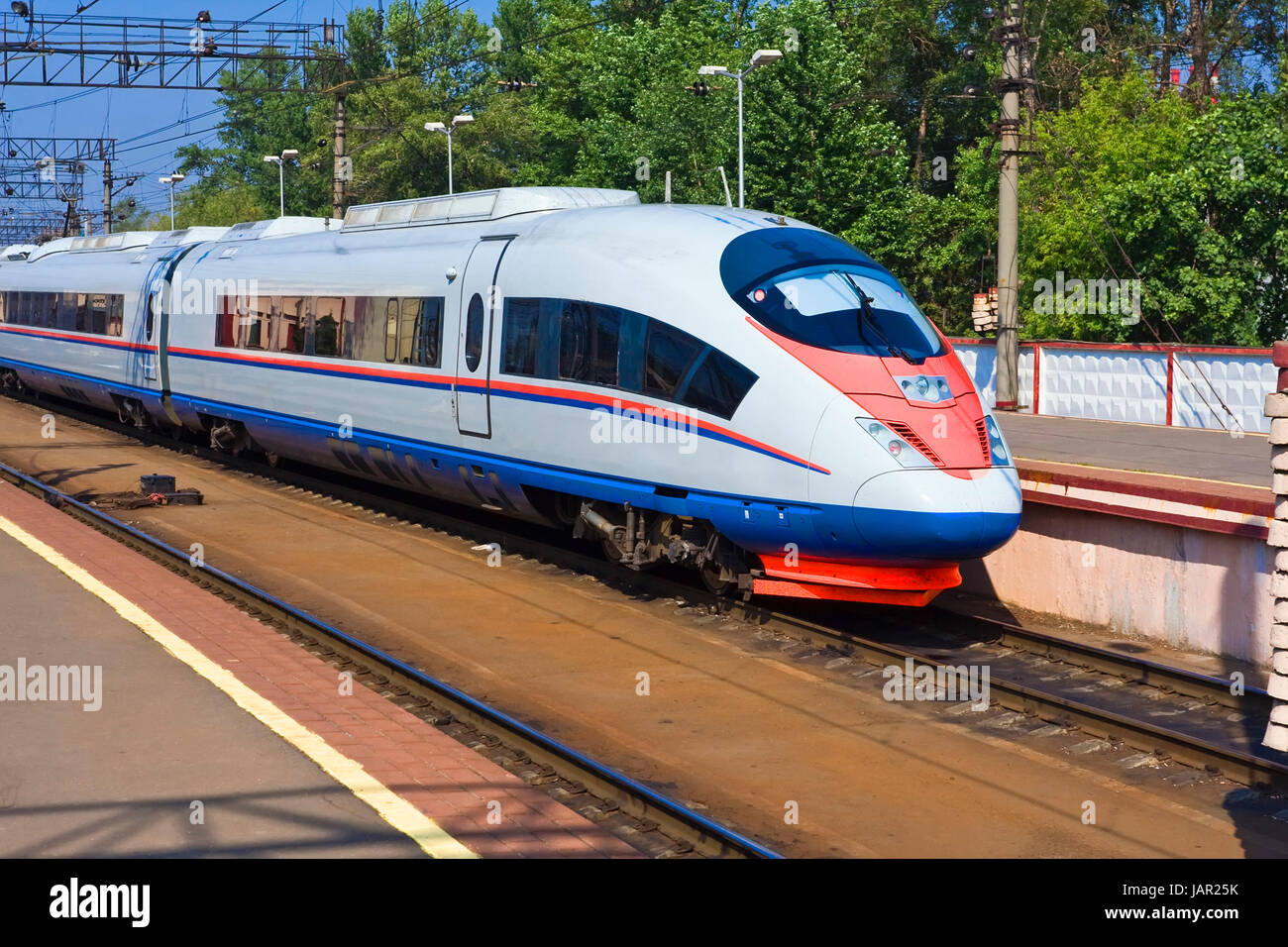 Beautiful photo of high speed modern commuter train Stock Photo - Alamy
