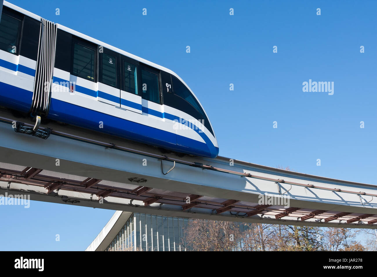 Modern monorail fast train on railway, Moscow, Russia Stock Photo - Alamy