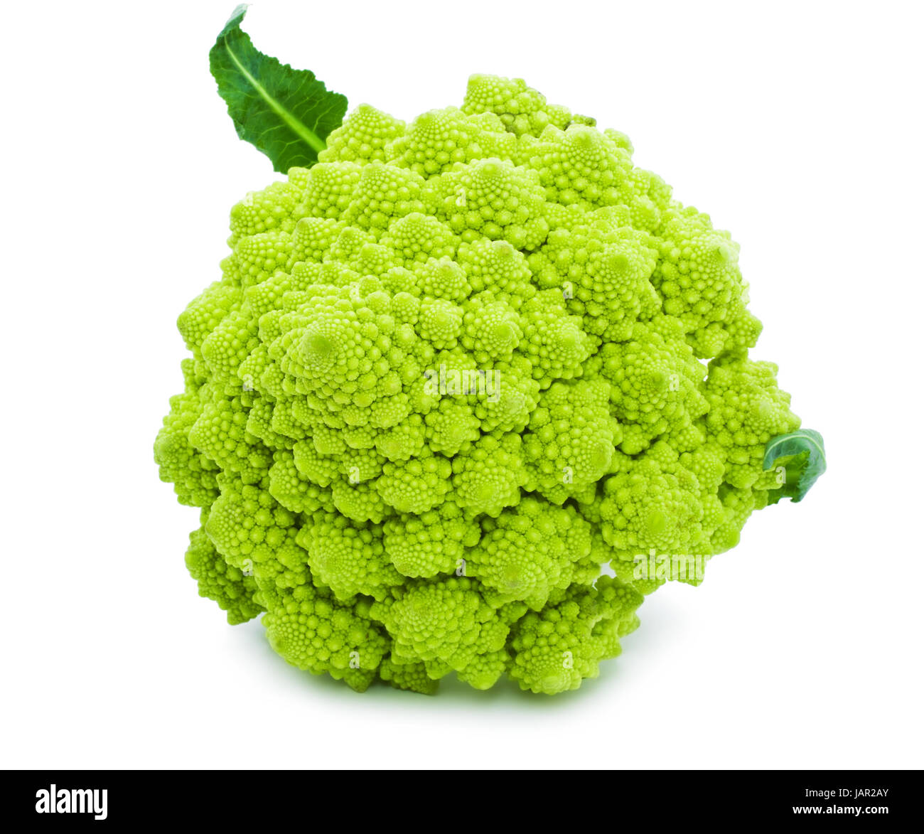 Green Romanesco broccoli isolated on white background Stock Photo - Alamy