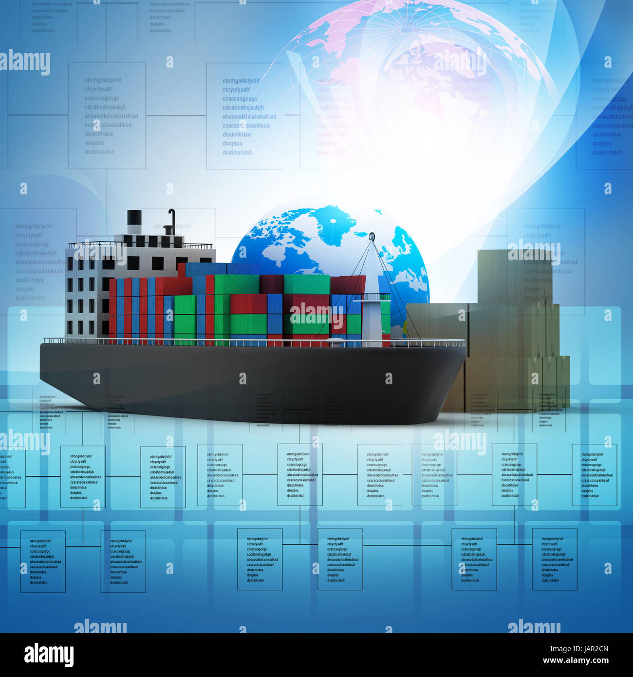 Digital illustration of World cargo transport concept Stock Photo - Alamy