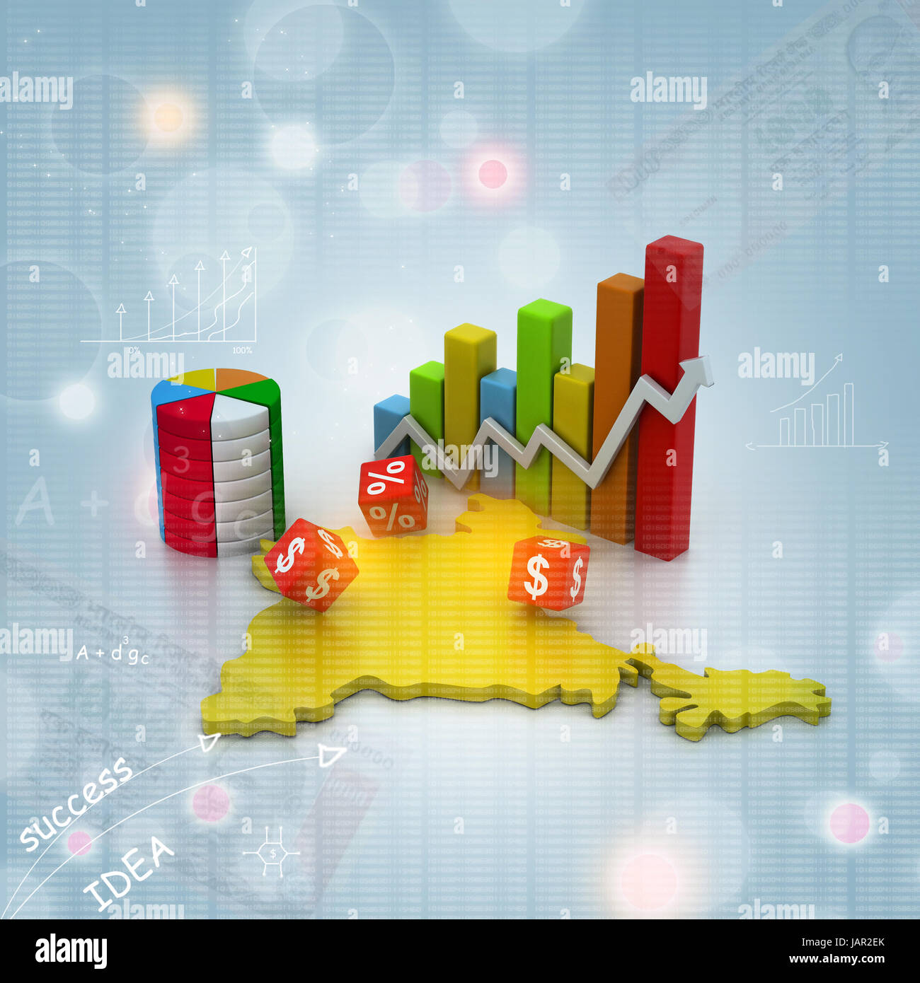 Digital illustration of business graph with India map Stock Photo - Alamy