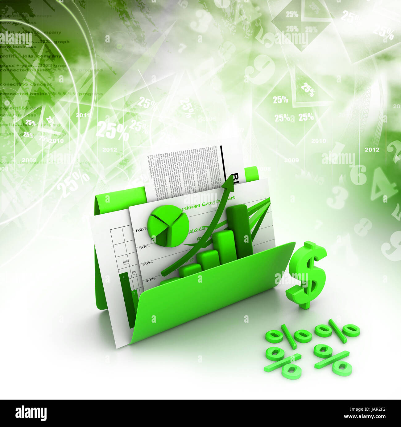 Business graph and chart in folder Stock Photo - Alamy
