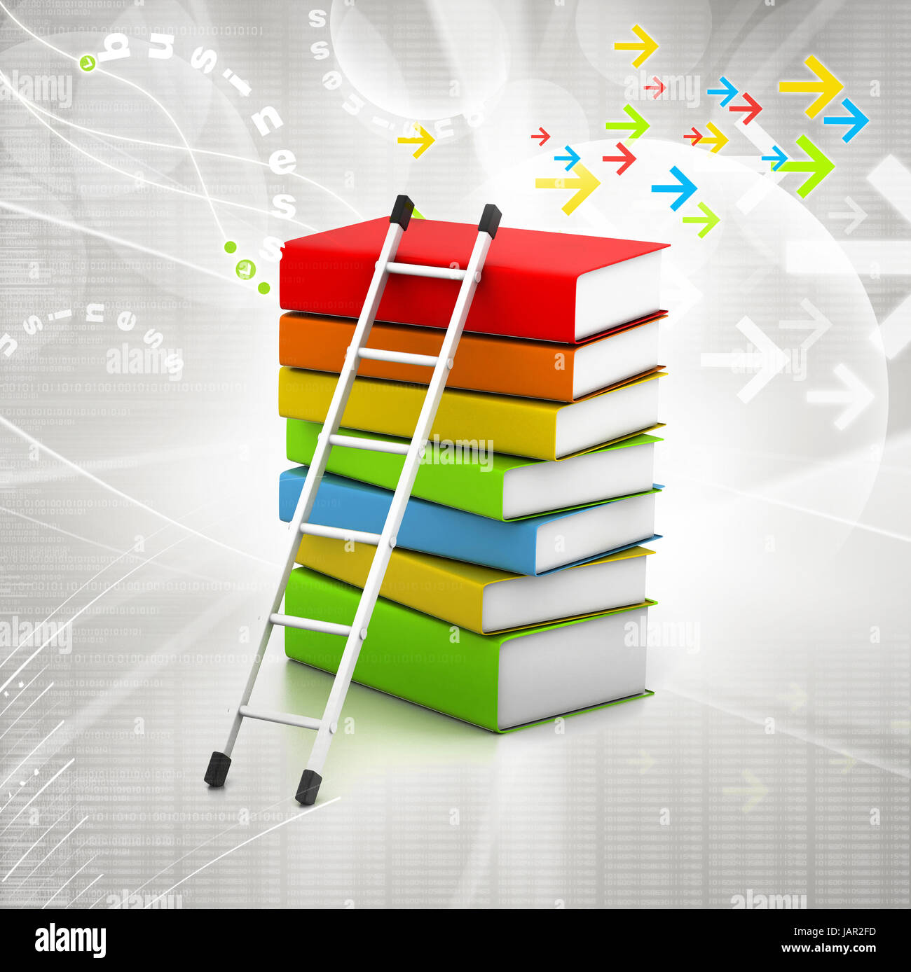 Colorful books and ladder Stock Photo - Alamy