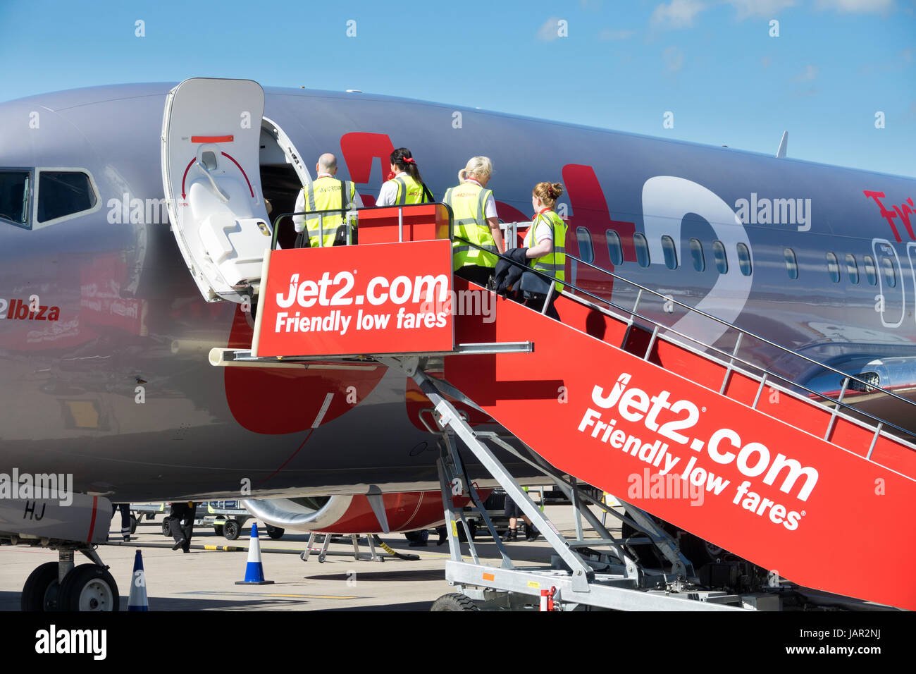 Passengers boarding a jet2.com aircraft at Ibiza airport Stock Photo ...