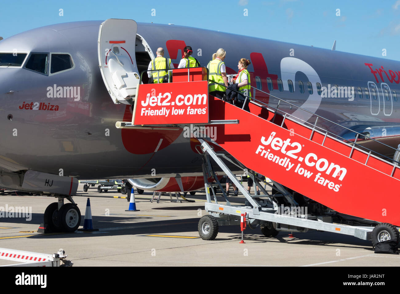 Passengers boarding a jet2.com aircraft at Ibiza airport Stock Photo ...