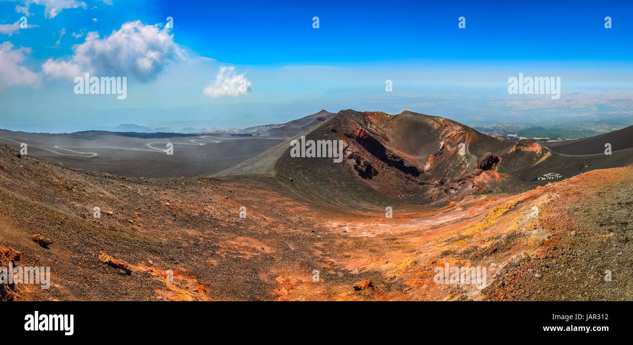 Panoramic landscape view of Etna volcano, Sicily, Italy Stock Photo - Alamy
