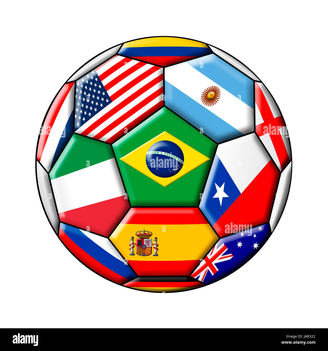 Football ball - soccer - with flags isolated on a white background ...