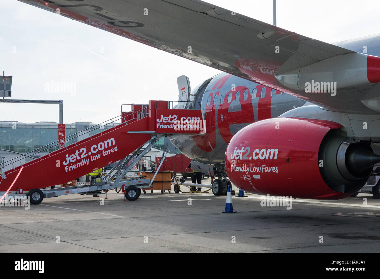 Passengers boarding a jet2.com aircraft at Ibiza airport Stock Photo ...