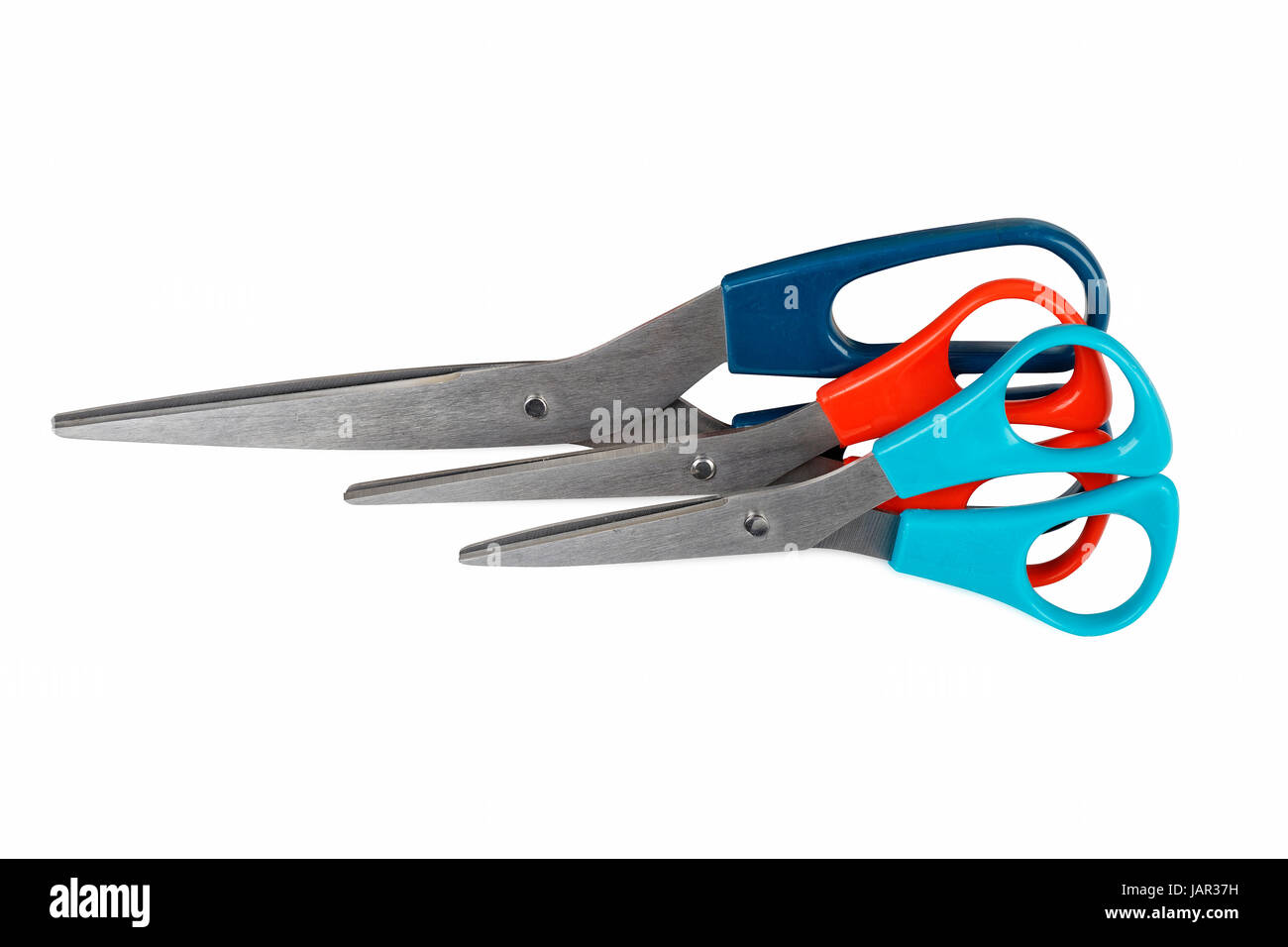 three scissors in group, isolated on white background Stock Photo - Alamy