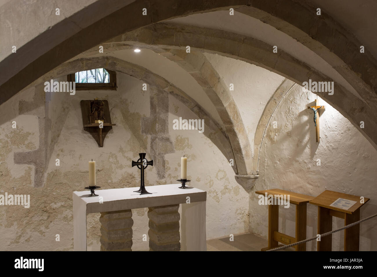 Undercroft chapel in Holy Trinity Church at Bosham in West Sussex ...