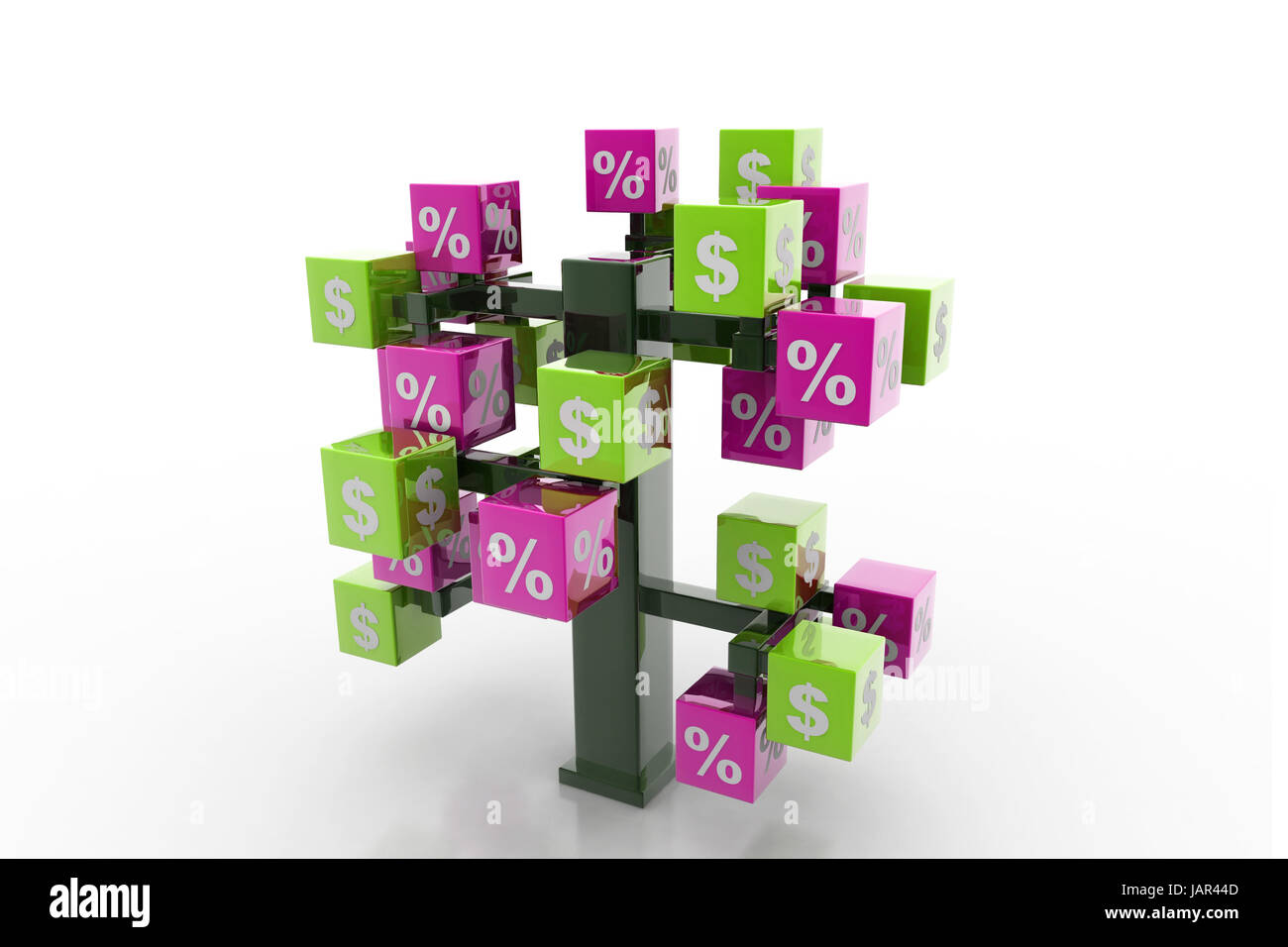 3d tree with percents and dollars Stock Photo - Alamy