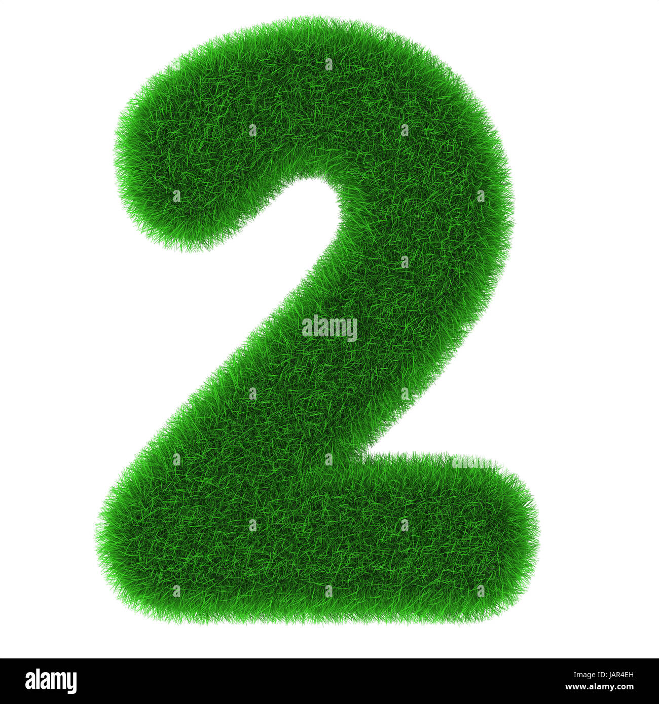 Number two covered by green grass isolated on white background Stock ...