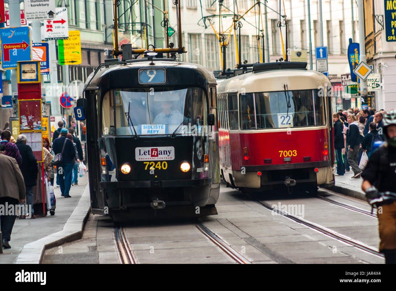 Trams in Prague Stock Photo - Alamy