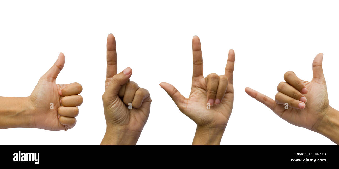 Set of gesturing hands isolated on white background Stock Photo - Alamy