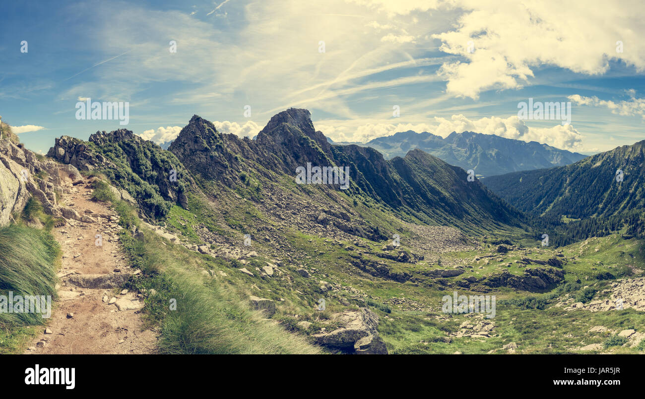 Mountain trail crossing a ridge Stock Photo - Alamy