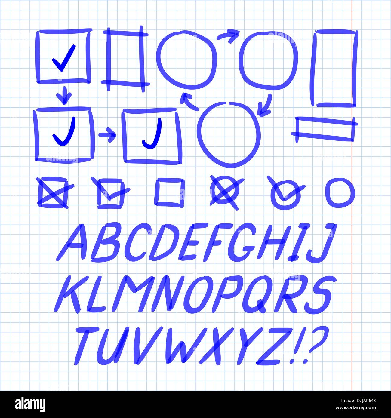 Marker Hand Written Doodle Letters, Symbols Vector Stock Vector Image ...