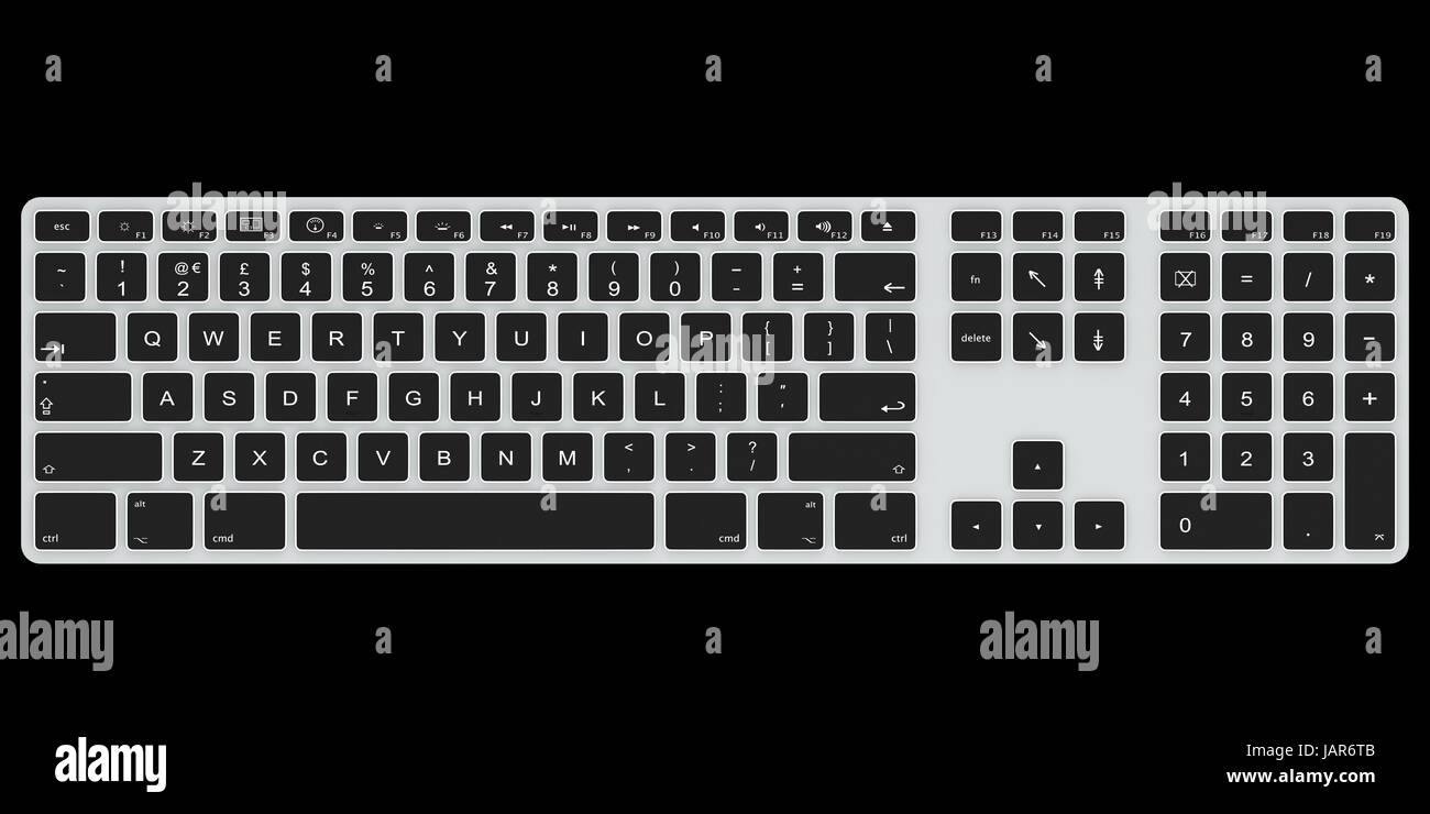 Computer keyboard isolated on dark background. Top view Stock Photo - Alamy