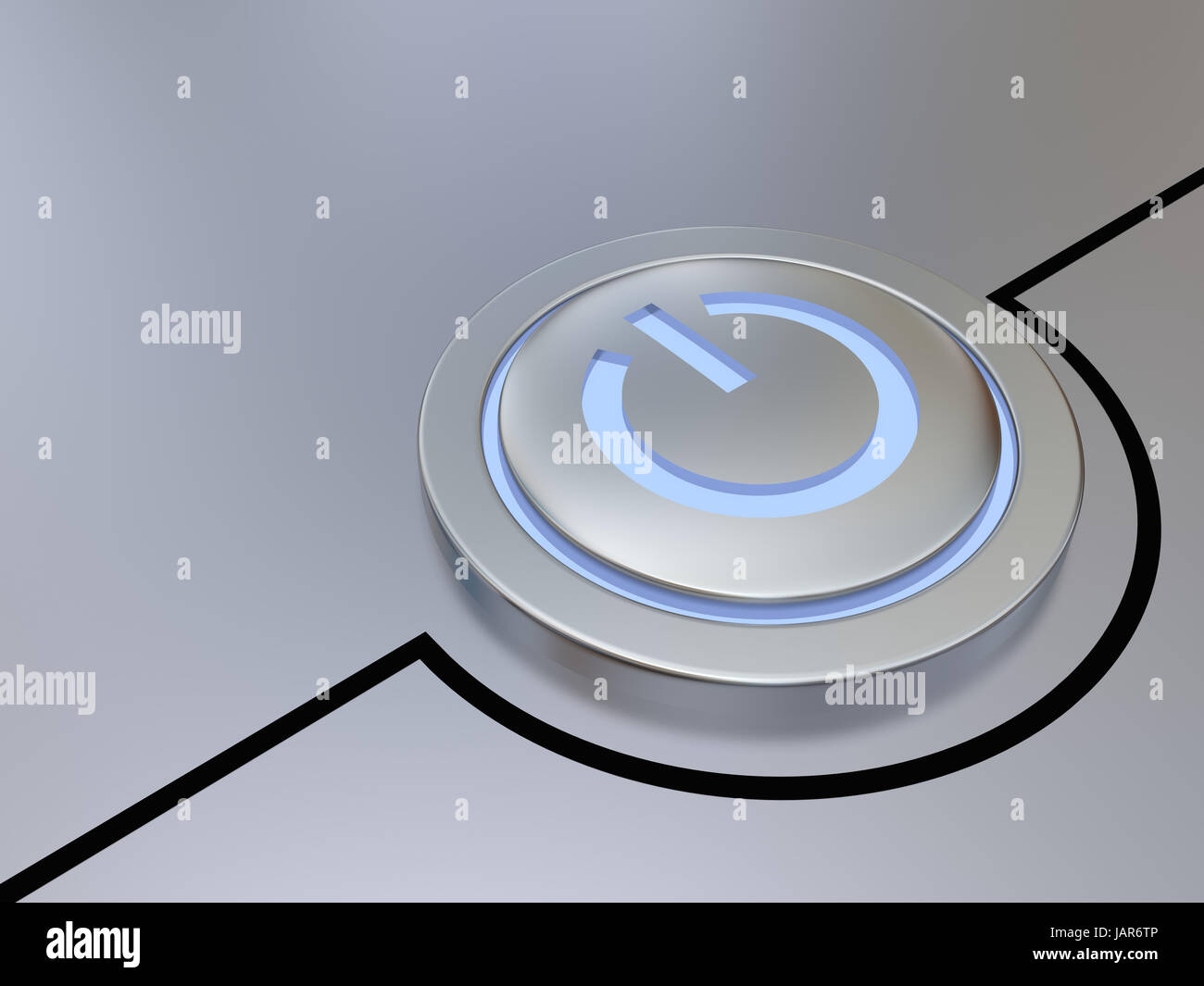 Metallic on-off button illustration with glowing blue light Stock Photo ...