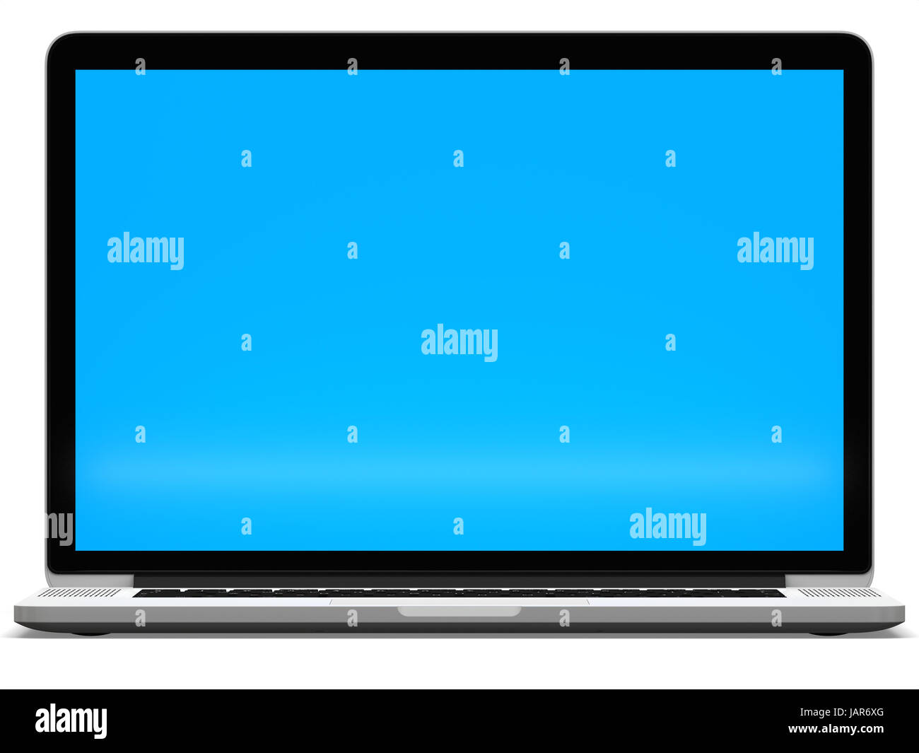 Laptop computer blank blue screen isolated on white background Stock ...
