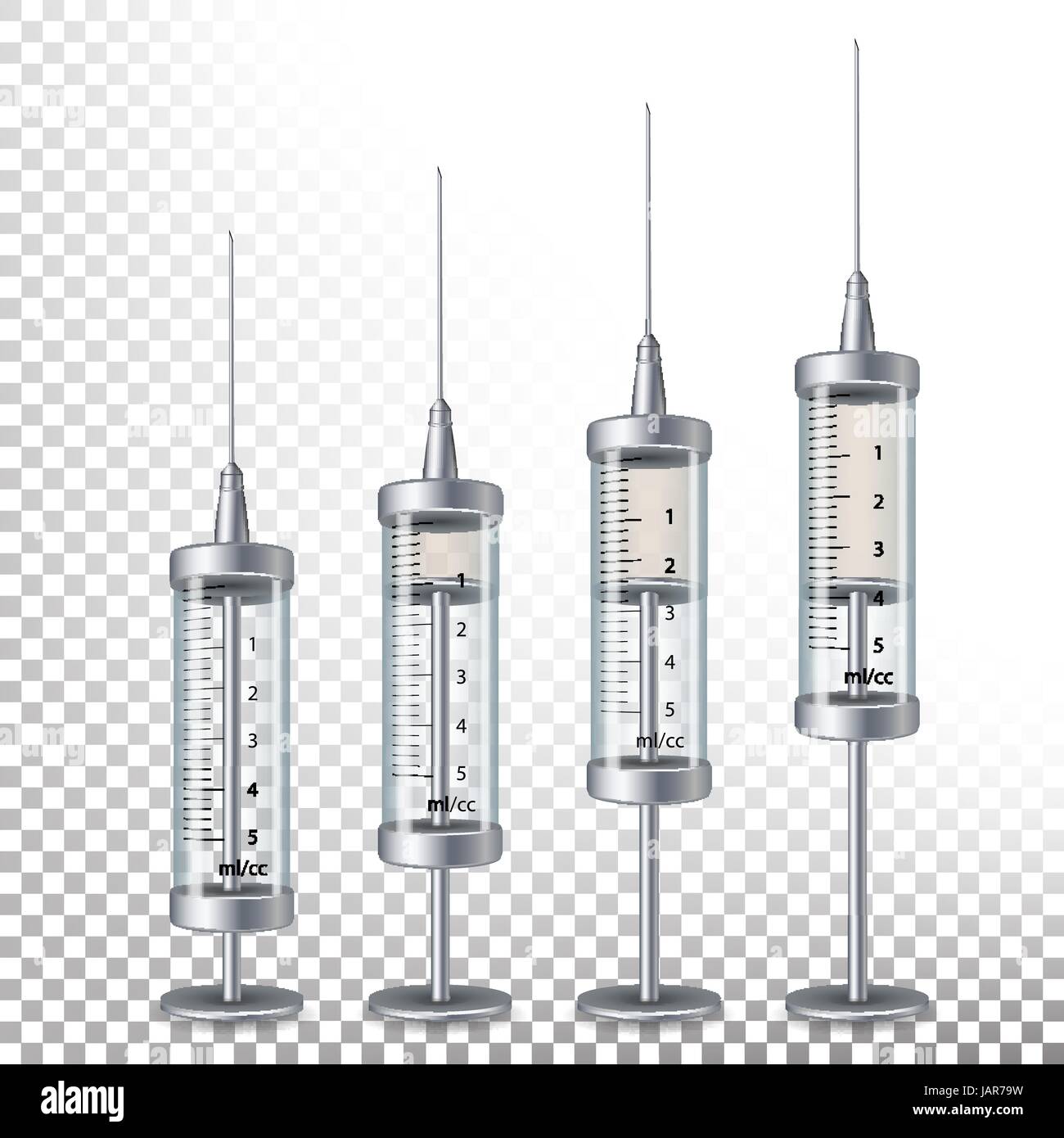 Glass Medical Syringe Isolated Vector. 3d Realistic Stock Vector Image ...