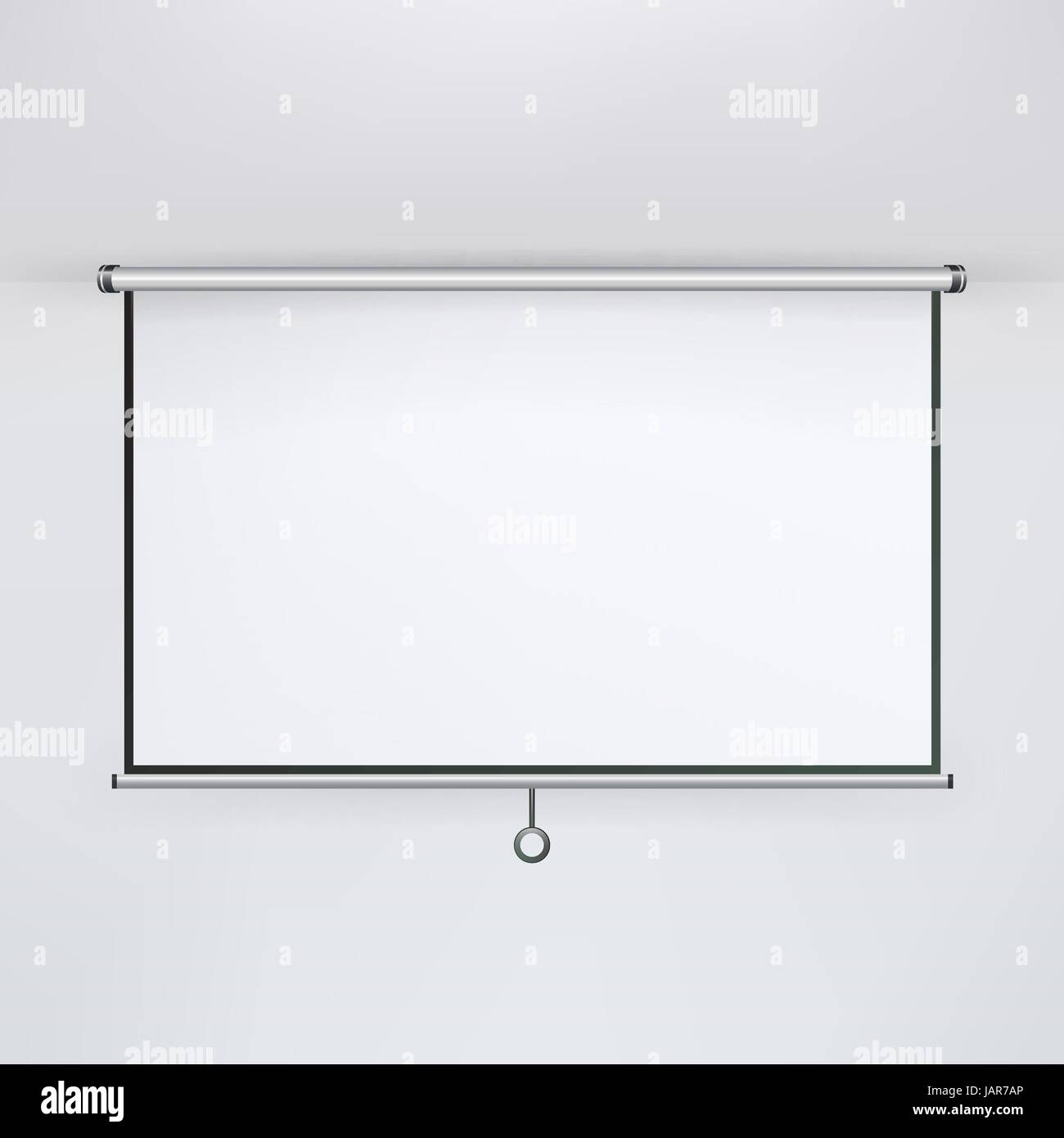 Meeting Projector Screen Vector. Hanging Projection Screen Isolated On ...