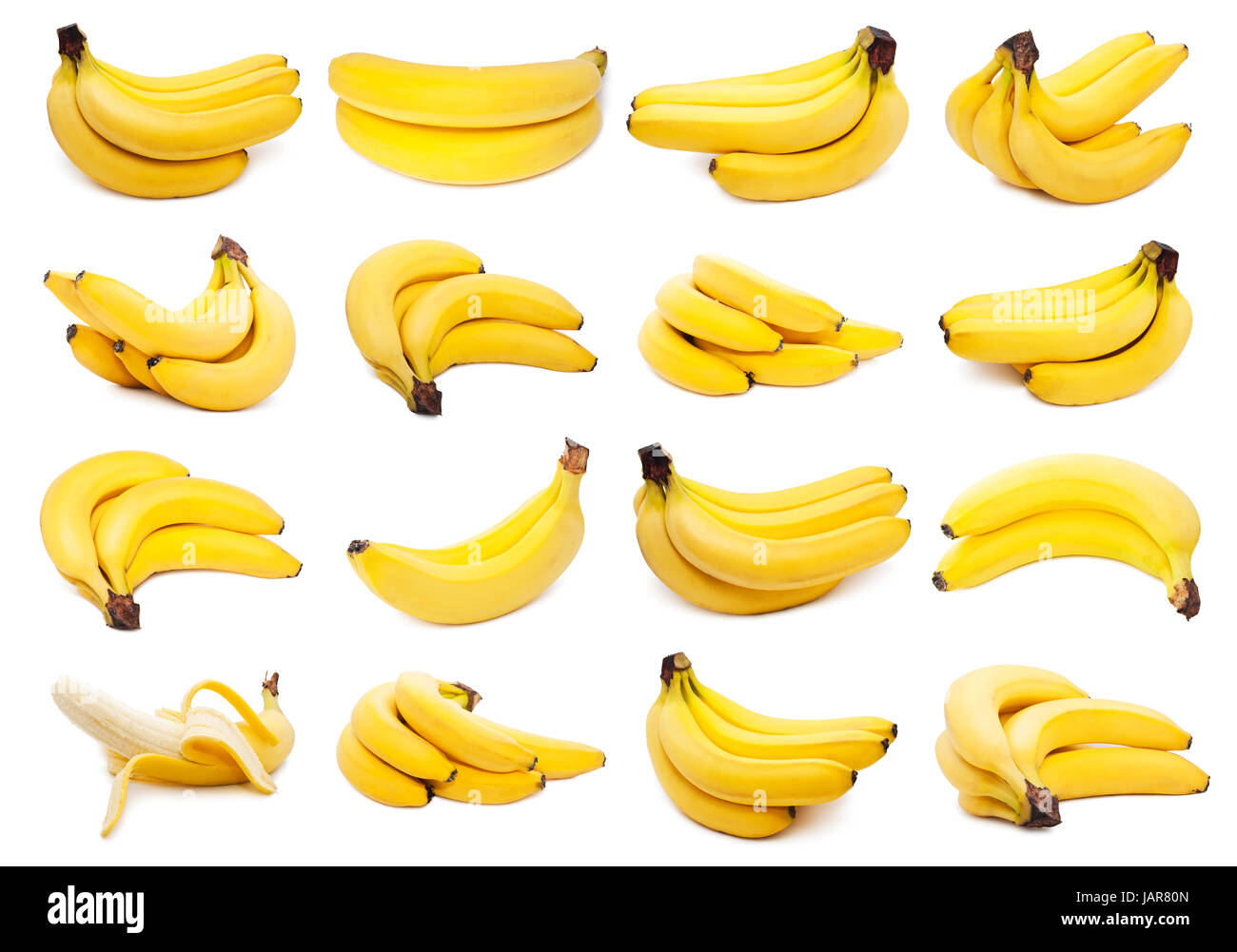 Collection of yellow bananas isolated on white background Stock Photo ...